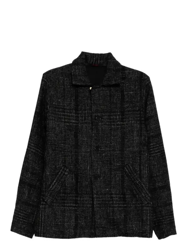 MA+ Check-pattern Two-pocket Shirt Jacket - Black