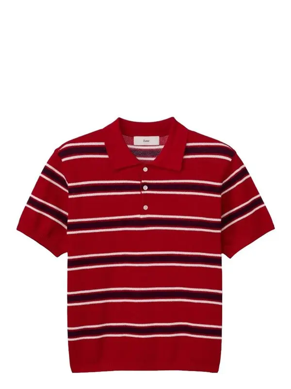 DUNST Striped Polo Shirt - Red