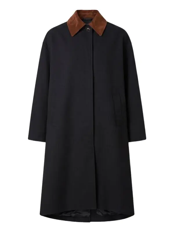 RÓHE Checked Mid-length Coat With Contrasting Collar - Black