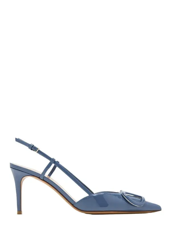 Valentino Garavani Vlogo Signature Patent Leather Slingback Pump 80mm - Blue
