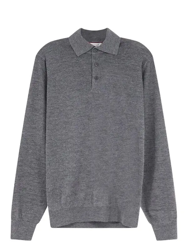 Brunello Cucinelli Long-sleeved Polo Shirt - Gray