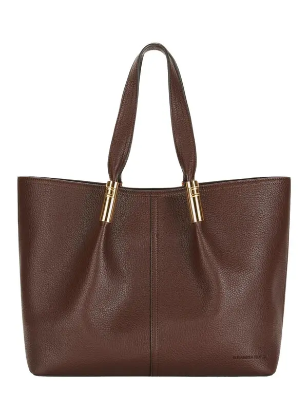 Elisabetta Franchi Tote Bag With Gold Details - Brown