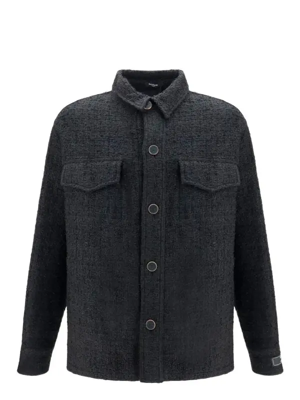 Balmain Long Sleeve Textured Jacket - Black