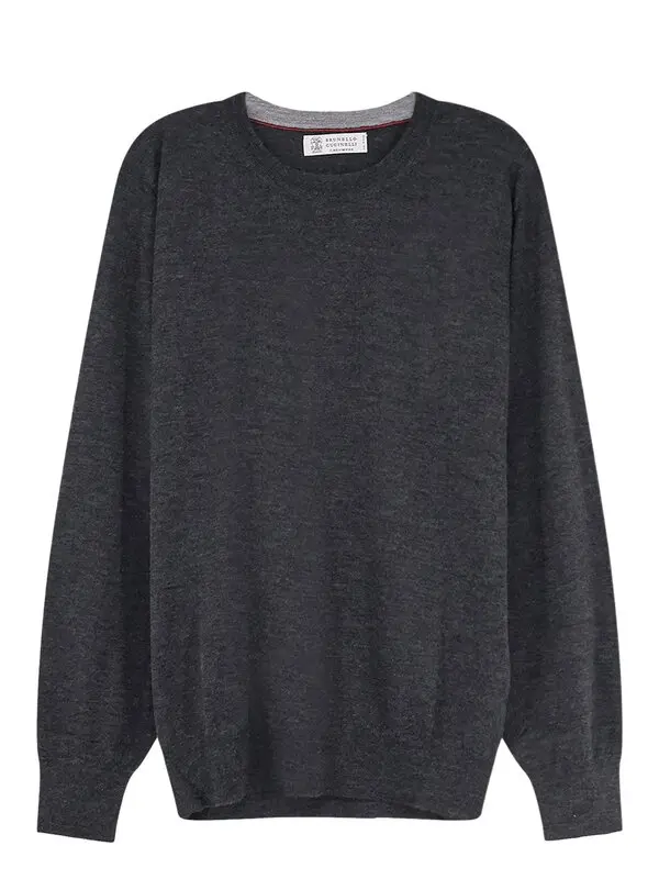 Brunello Cucinelli Long Sleeve Crew Neck Sweater - Black
