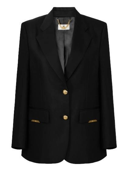 Elisabetta Franchi Jewel Plaques Button Blazer - Black