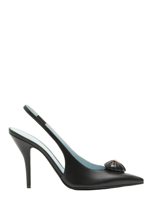 Valentino Garavani Coeur Royal Slingback Pumps In Kidskin 100mm - Black