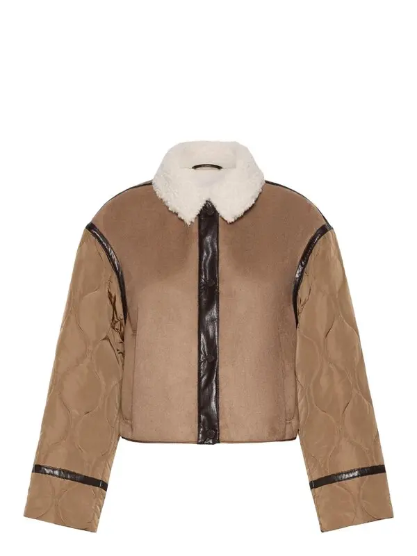Max Mara Quilted Padded Jacket With Shearling Collar - Camel