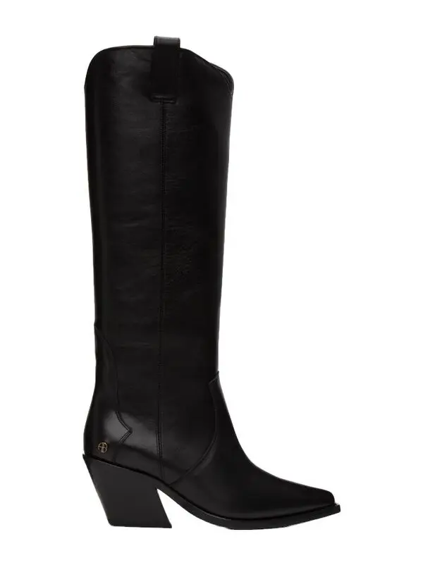 ANINE BING Tania Block Heel Knee-high Boots - Black