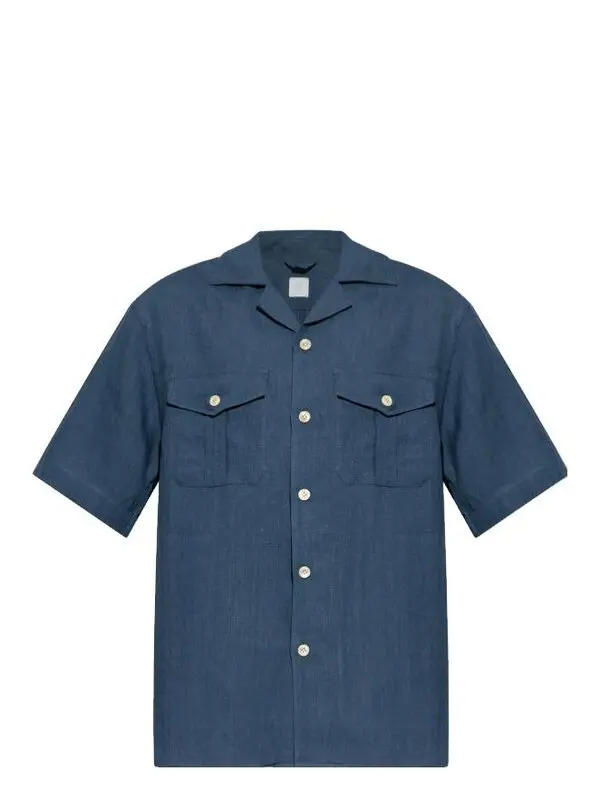 Eleventy Chest Pocket Short-sleeved Shirt - Blue
