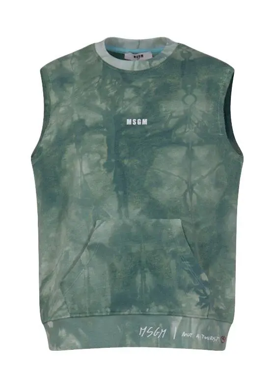 MSGM Sleeveless Sweatshirt With Tie-dye Print - Green