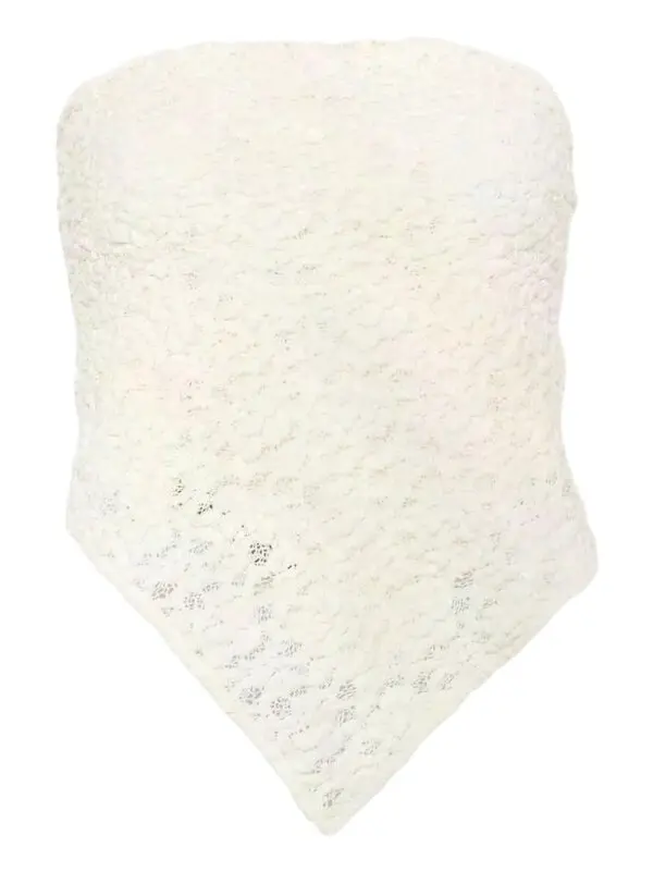 Enza Costa Cream White Lace Construction Strapless Top - Neutrals