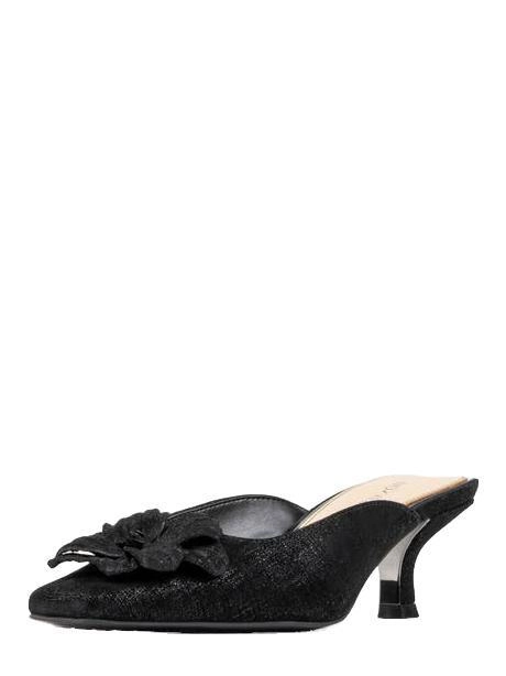 DONALD PLINER Kalinna Square Toe Mule With Floral Embellishment - Black