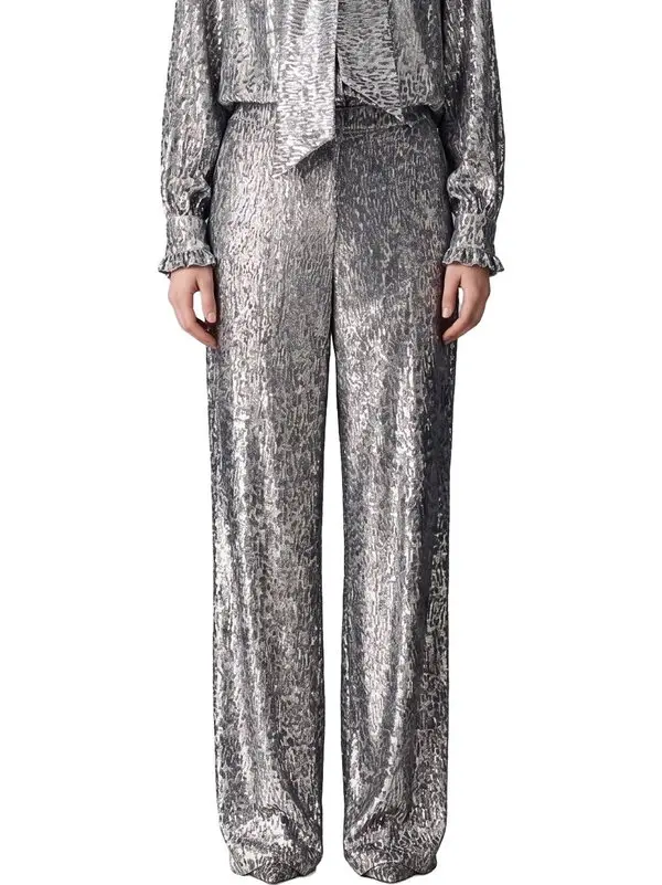 Stella McCartney Straight Leg Animalier Trousers - Silver
