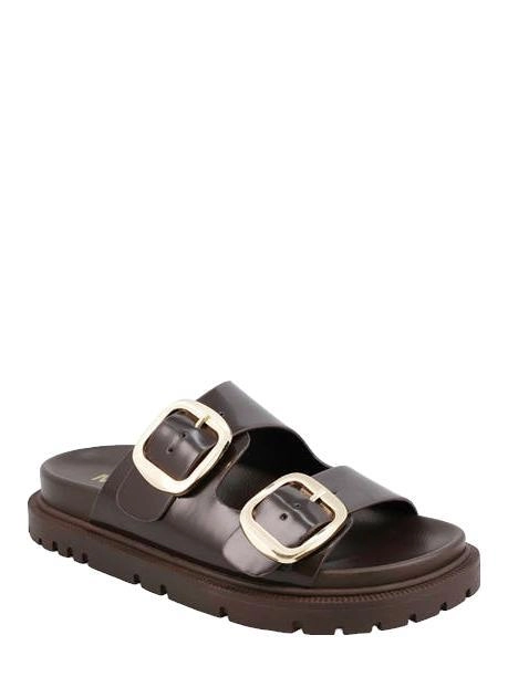 Mia Alttar Slide Sandals With Buckled Straps - Coffee