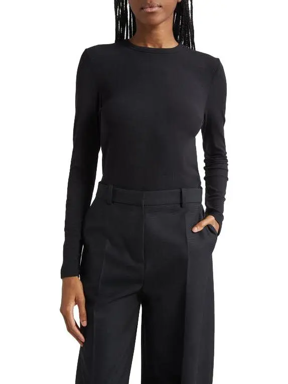 Vince Luxe Long Sleeve Crewneck Top - Black
