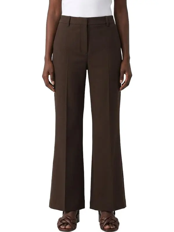 GOLDEN GOOSE High-waisted Flared Wool Trousers - Brown