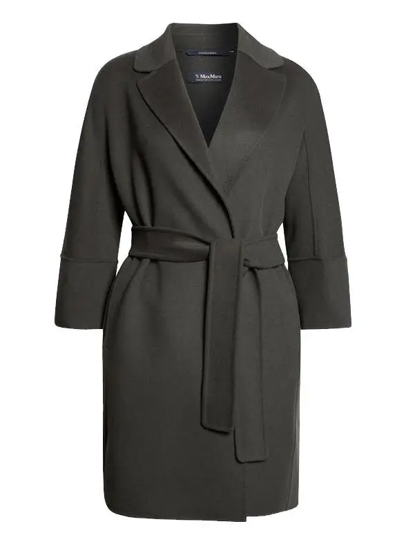 Max Mara Arona Belted Virgin Wool Wrap Coat - Emerald