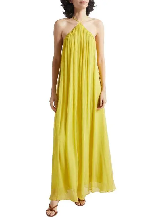Staud Dasha Halterneck Maxi Dress - Citron