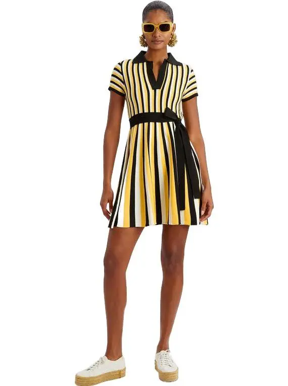 La DoubleJ Plaza Mini Dress Striped Knit Polo - Multicolor