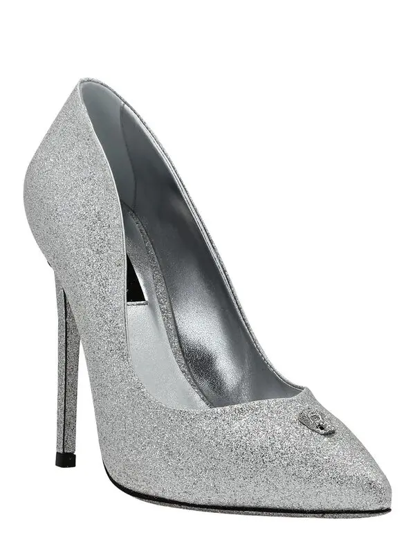 Philipp Plein Glitter Leather Pumps - Silver