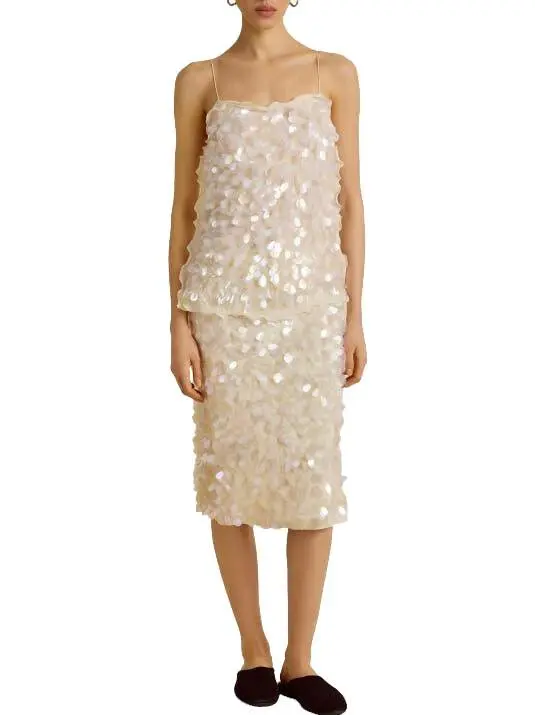 Marina Moscone Paillette Embellished Tubino Skirt - Ivory
