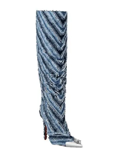 Philipp Plein Mix Denim High Heel Boots - Middleblue