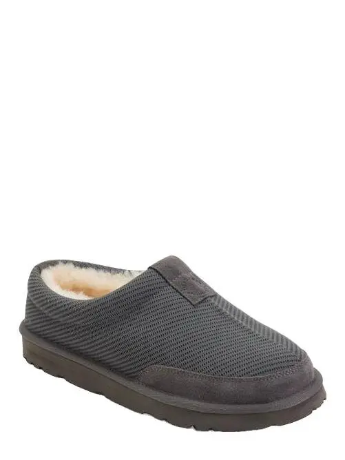 DEARFOAMS Fireside Grafton Sport Knit Water Repellent Twill Clog With Genuine Shearling - Grey