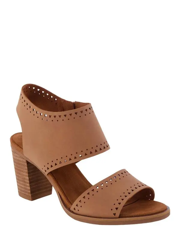 Toms Majorca Cutout Sandal With Stacked Heel - Medium Brown