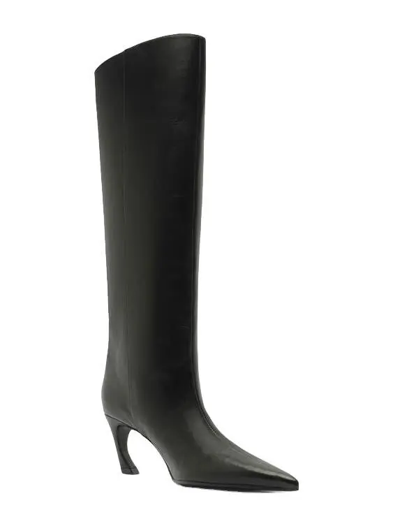 Schutz Lexi Pointed Toe Knee High Boots - Black