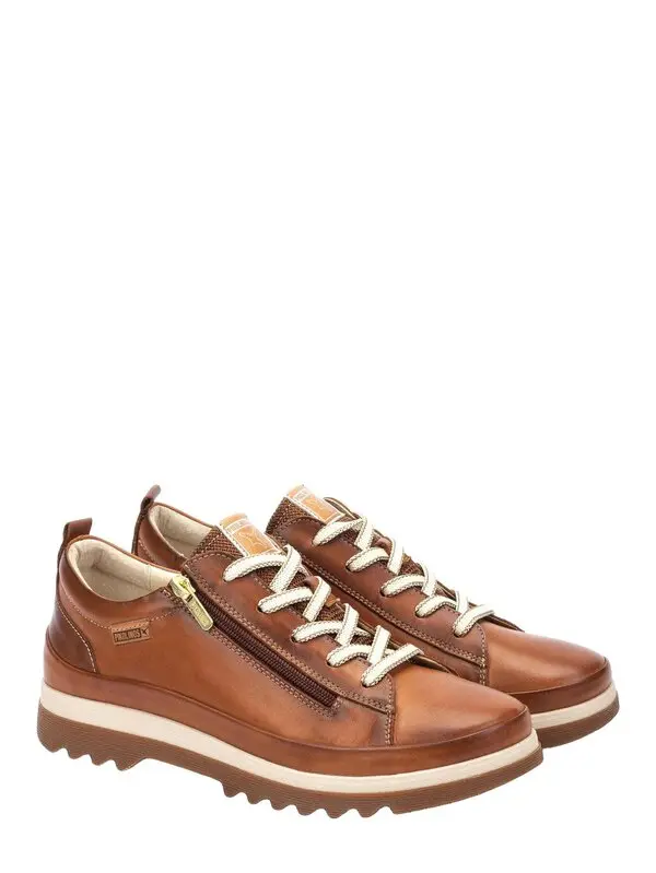 Pikolinos Vigo Leather Sneakers With Zip Closure - Brandy