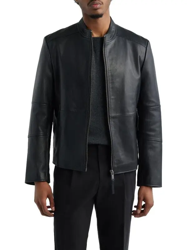 Hugo Lokis Leather Jacket - Black