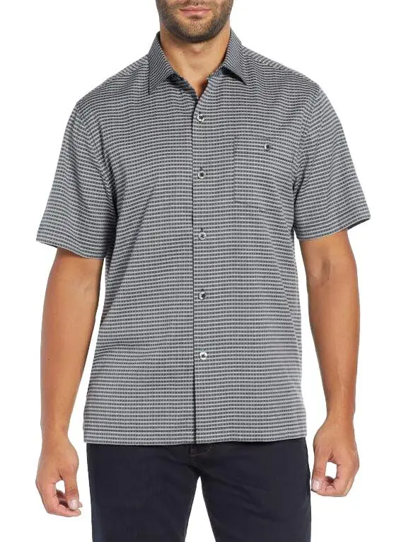 Tommy Bahama Check In The Tropics Silk & Cotton Camp Shirt - Black