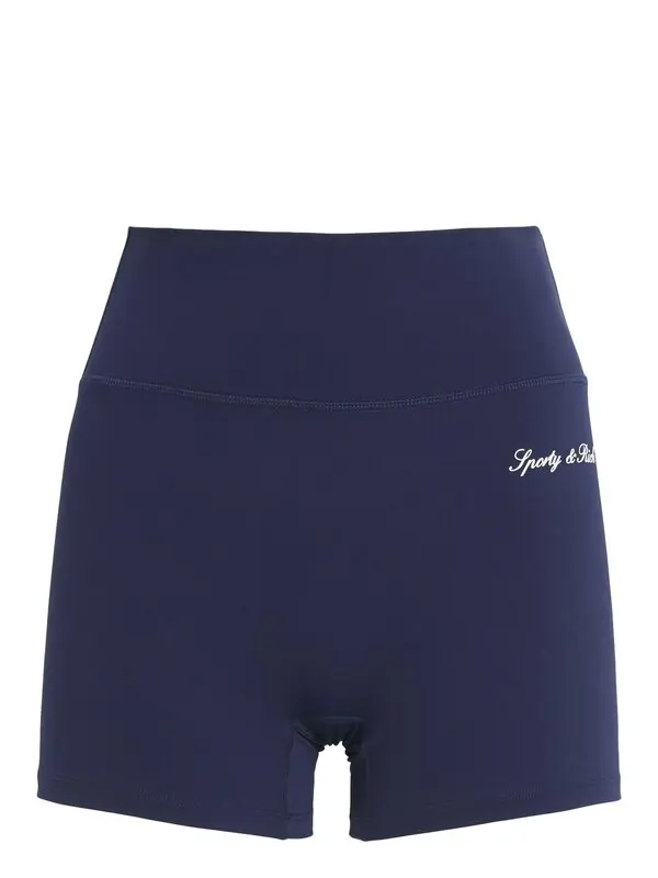 SPORTY & RICH Logo Serif Biker Shorts - Navy