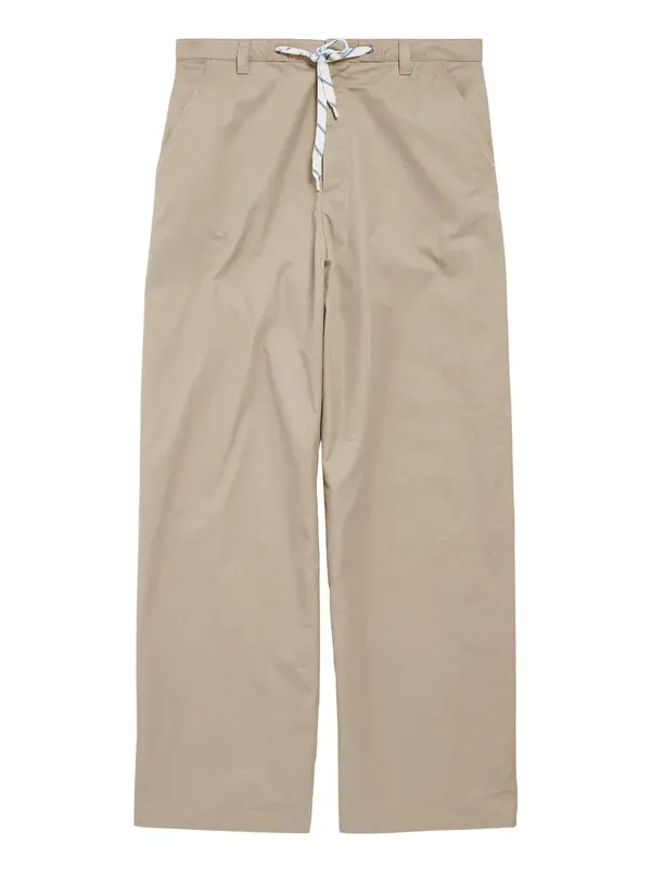 Balenciaga Cotton Drawstring Oversized Chinos - Beige