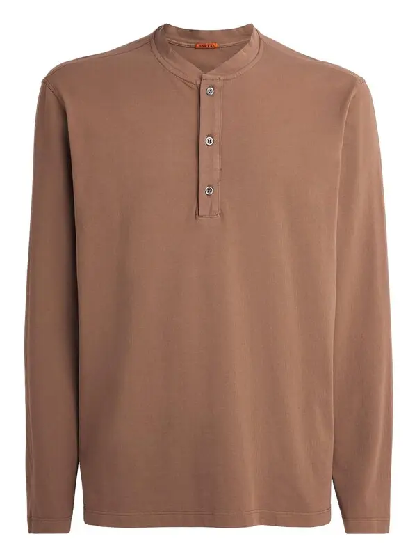 Barena Venezia Cotton Jersey Henley Top - Grey