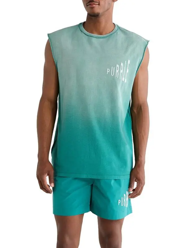 PURPLE BRAND Distressed Sleeveless Graphic T-shirt - Green