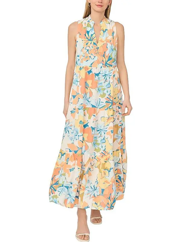 Vince Camuto Sleeveless V-neck Tiered Maxi Dress - Cool Peach