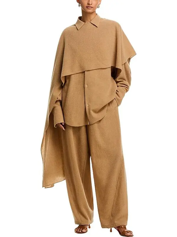 DARKPARK Georgia Wool Cashmere Shirt With Detachable Scarf - Camel
