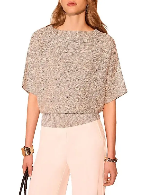 Mint Velvet Metallic Batwing Knit Top - Silver