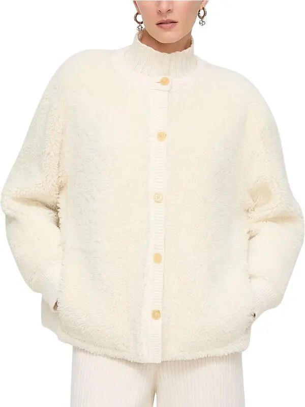 Lafayette 148 New York Reversible Shearling Jacket - Cloud/raffia