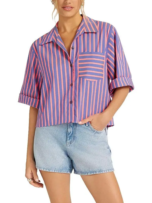 MATTY M Chamber Stripe Top - Flamingo