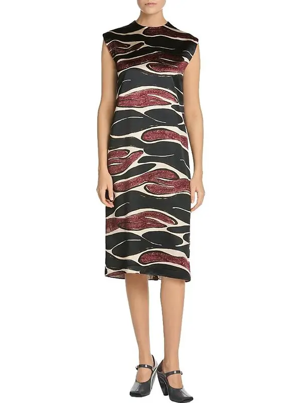 Marni Sleeveless Abstract Print Midi Dress - Black