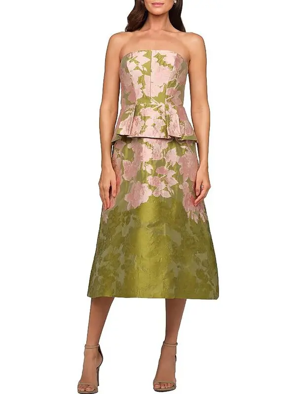 KAY UNGER Imogen Tea Length Dress - Lime Multi