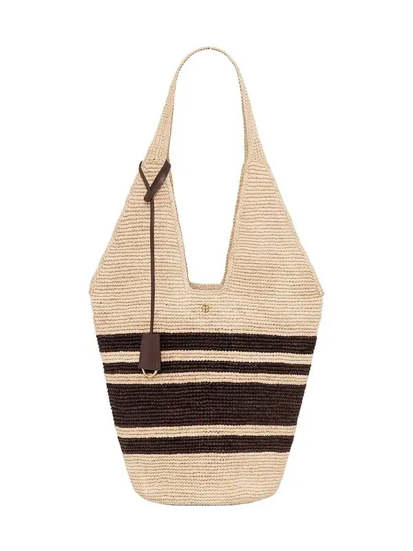 ANINE BING Leah Stripes Raffia Hobo Bag - Multi