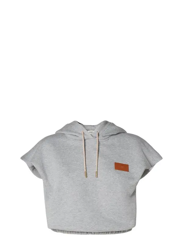 Fendi Sleeveless Drawstring Hooded Mini Sweatshirt - Grigio