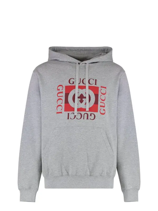 Gucci Logo-print Cotton Hoodie - Grey
