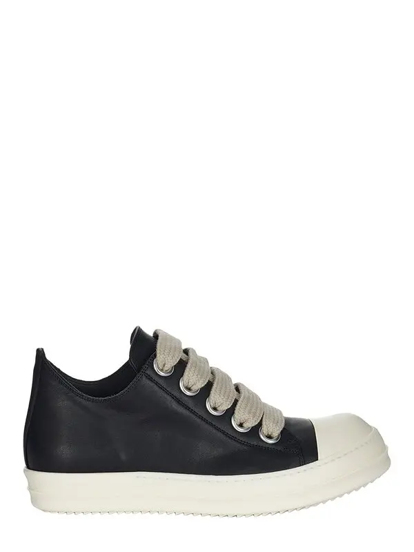 Rick Owens Round Toe Lace-up Sneakers With Shark-toothed Soles - Nero