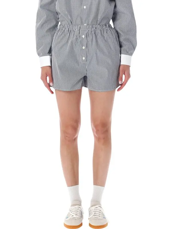 SPORTY & RICH Striped Cotton Boxer Shorts - Bianco
