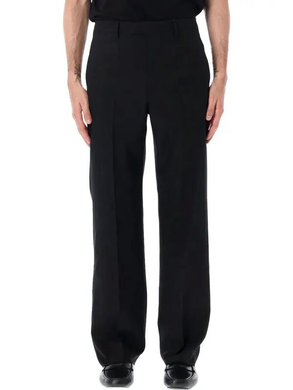 Valentino Garavani Slim Fit Virgin Wool Trousers - Nero