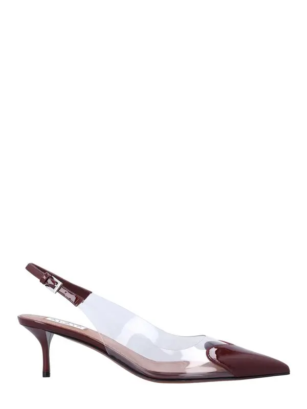 Alaïa Transparent Slingback Kitten Heel Pumps - Rouge Grenat